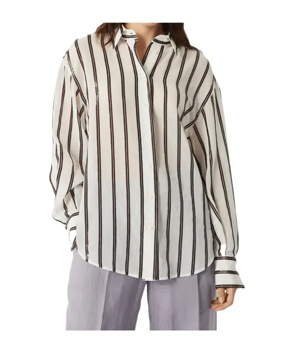Brunello Cucinelli Sequin Embellished Striped Shirt