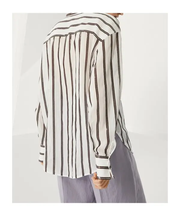 Brunello Cucinelli Sequin Embellished Striped Shirt