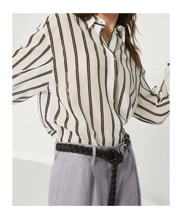 Brunello Cucinelli Sequin Embellished Striped Shirt