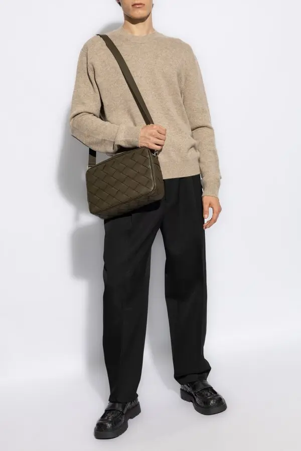 Bottega Veneta Crewneck Knitted Jumper With Elbow Patches - Nude