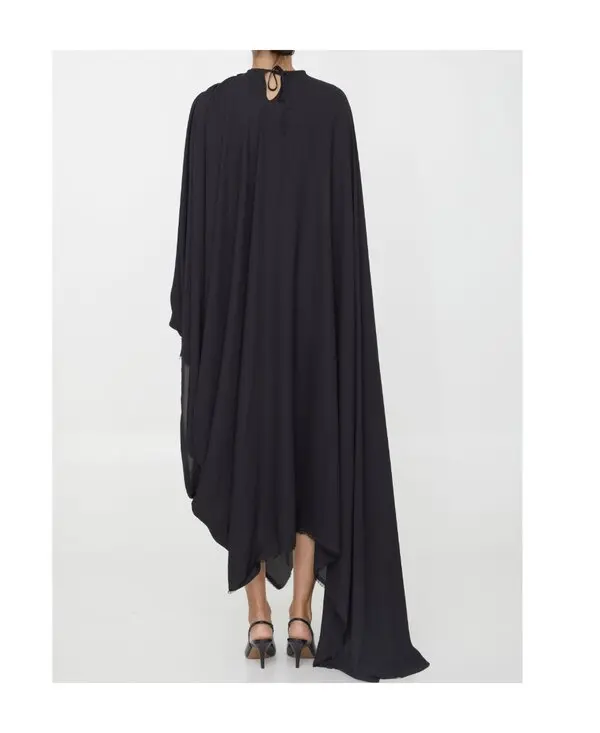 Balenciaga Pleated Asymmetric Cape Dress