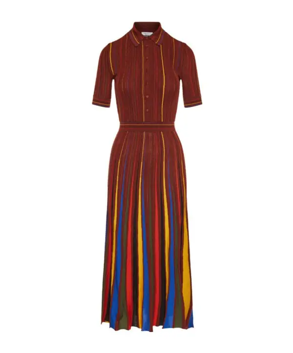 Gabriela Hearst Calypso Striped Midi Dress - Burgundy