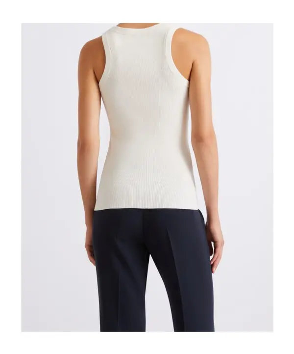 Marella Rib-knit Viscose Sleeveless Top - Cream