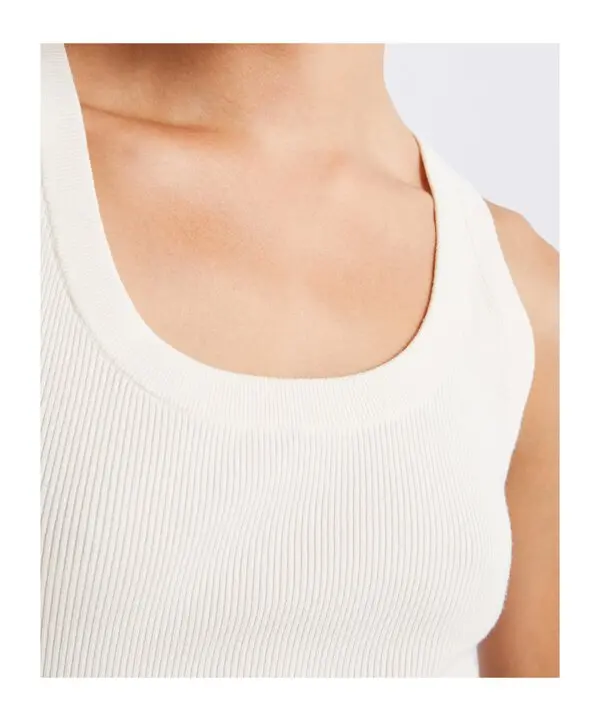 Marella Rib-knit Viscose Sleeveless Top - Cream