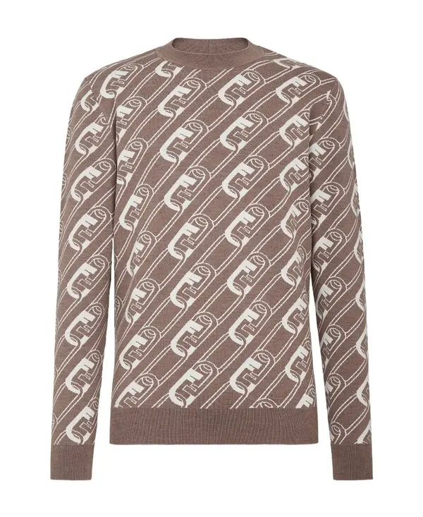 Fendi Multicolour Wool Jumper With Chain Pattern