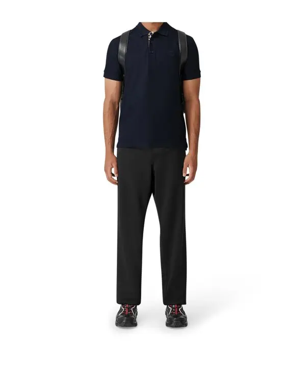 Burberry Logo Embroidered Short-sleeved Polo Shirt - Coal Blue