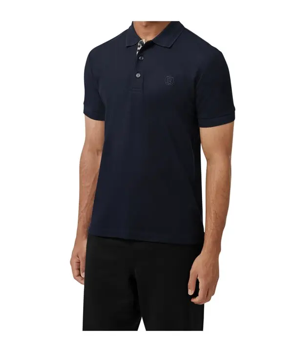 Burberry Logo Embroidered Short-sleeved Polo Shirt - Coal Blue
