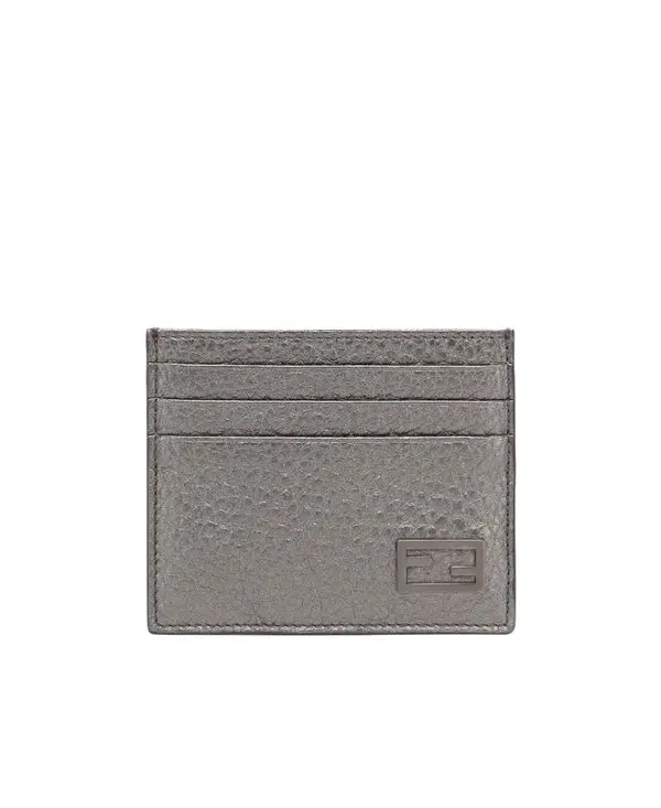Fendi Grey Leather Card Holder - Gray