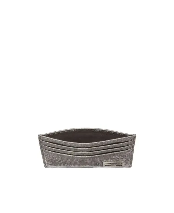 Fendi Grey Leather Card Holder
