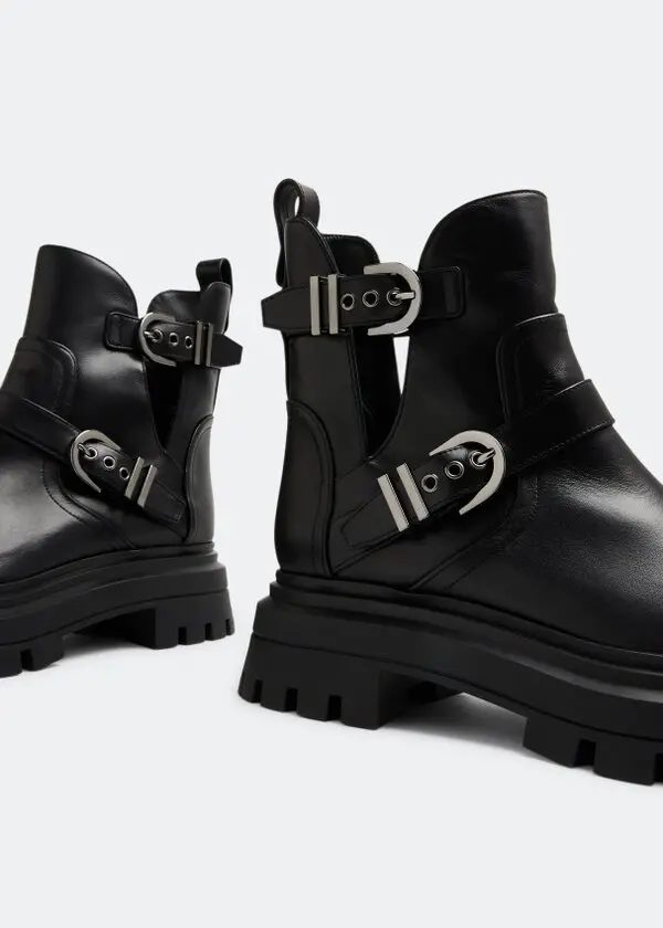 STUART WEITZMAN Maverick Bedford Moto Leather Boots