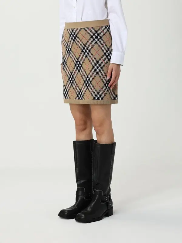Burberry Checked Knitted Midi Skirt