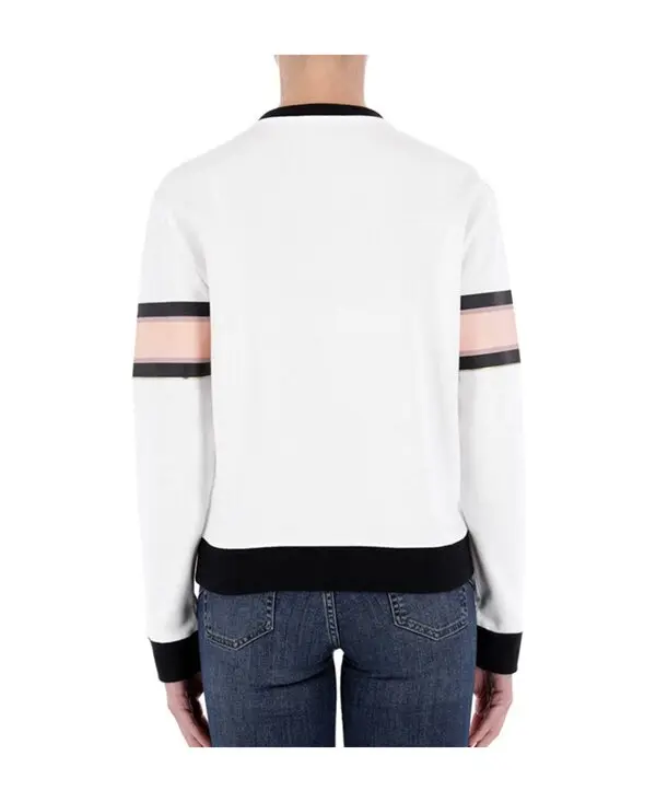 Emporio Armani Round Neck Long Sleeve Sweater With Logo Trim - Black