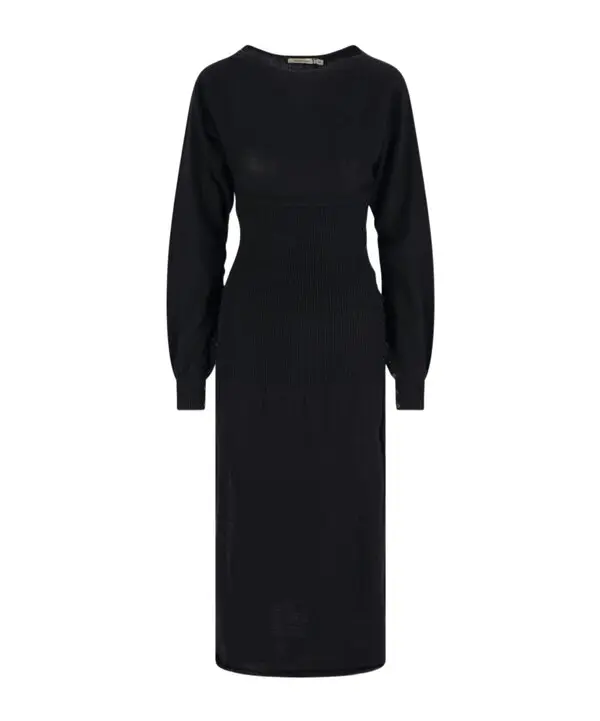 Paloma Wool Long Sleeve Button Detail Dress - Black