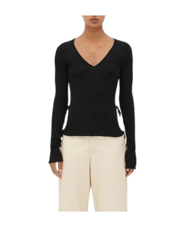 Bottega Veneta V-neck Ribbed Jumper With Side Slits