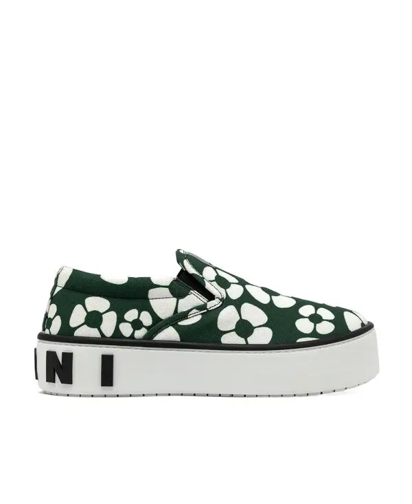 Marni Floral Printed Slip-on Sneakers - White