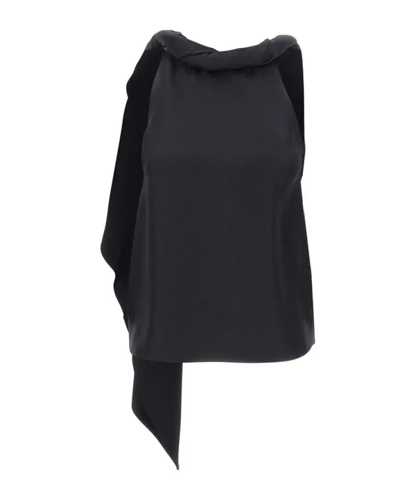Loulou De Saison Wilma Twisted Collar Top - Black