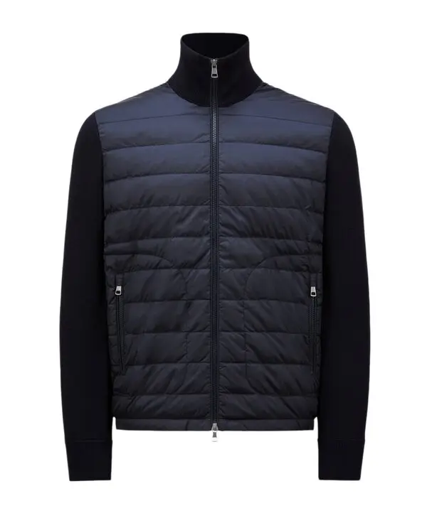 Moncler Padded Zip-up Cardigan With Zip Closure - Navy