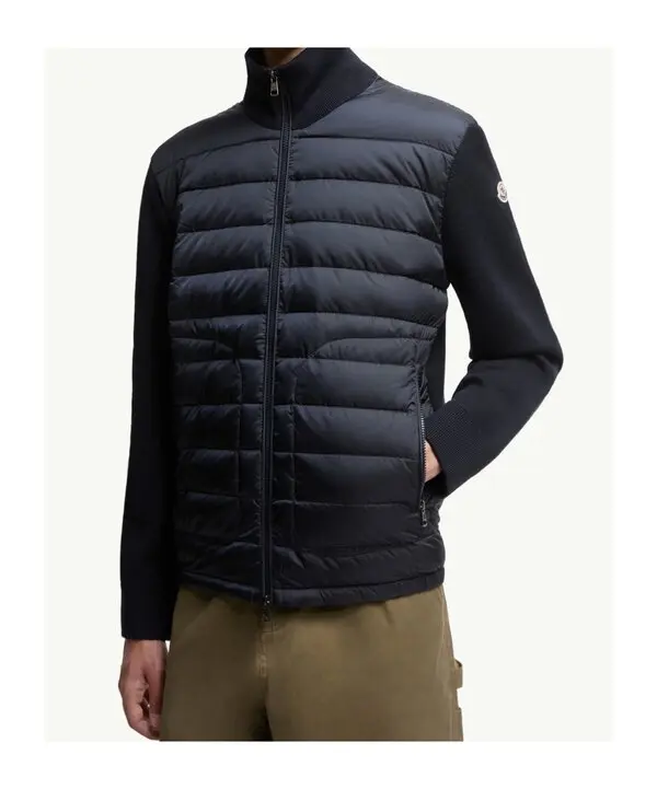 Moncler Padded Zip-up Cardigan With Zip Closure - Navy