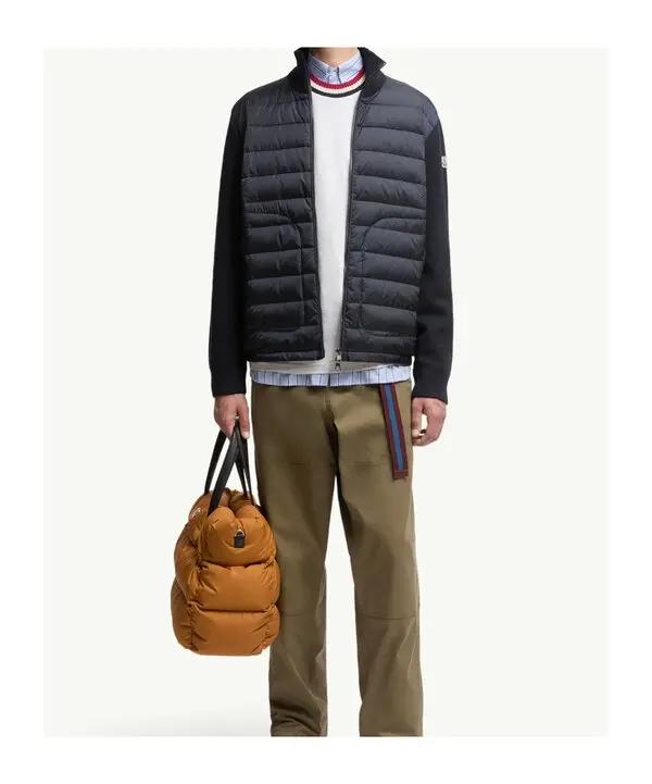 Moncler Padded Zip-up Cardigan With Zip Closure - Navy