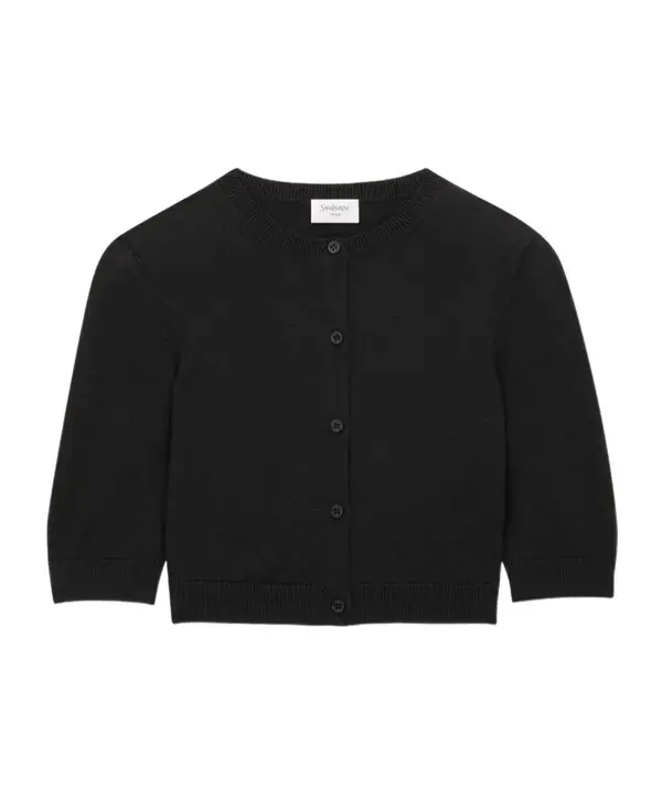 Saint Laurent Cropped Wool Cardigan