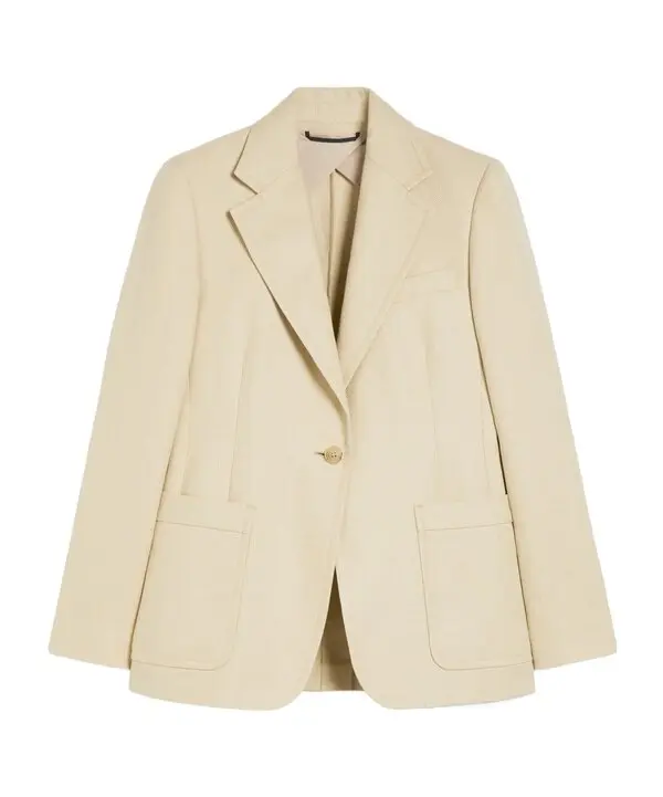Max Mara Cotton And Linen Single-breasted Blazer - Sand