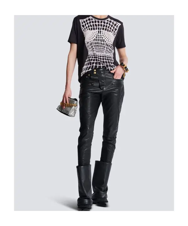 Balmain Faux Embroidery Print Loose T-shirt