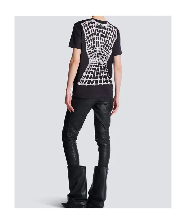 Balmain Faux Embroidery Print Loose T-shirt