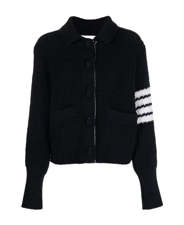 Thom Browne Chunky-knit Merino Wool Cardigan - Navy Blue