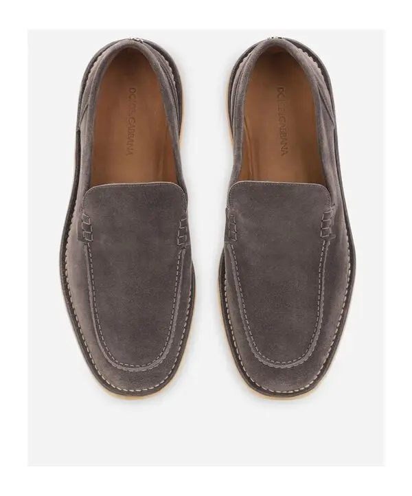 Dolce & Gabbana Dg Logo Plaque Suede Loafers - Black