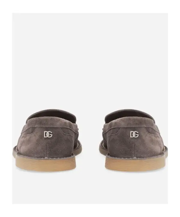 Dolce & Gabbana Dg Logo Plaque Suede Loafers - Black