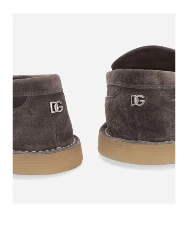 Dolce & Gabbana Dg Logo Plaque Suede Loafers - Black