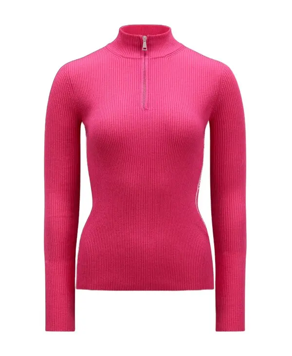 Moncler Half-zip Ribbed Logo Jumper