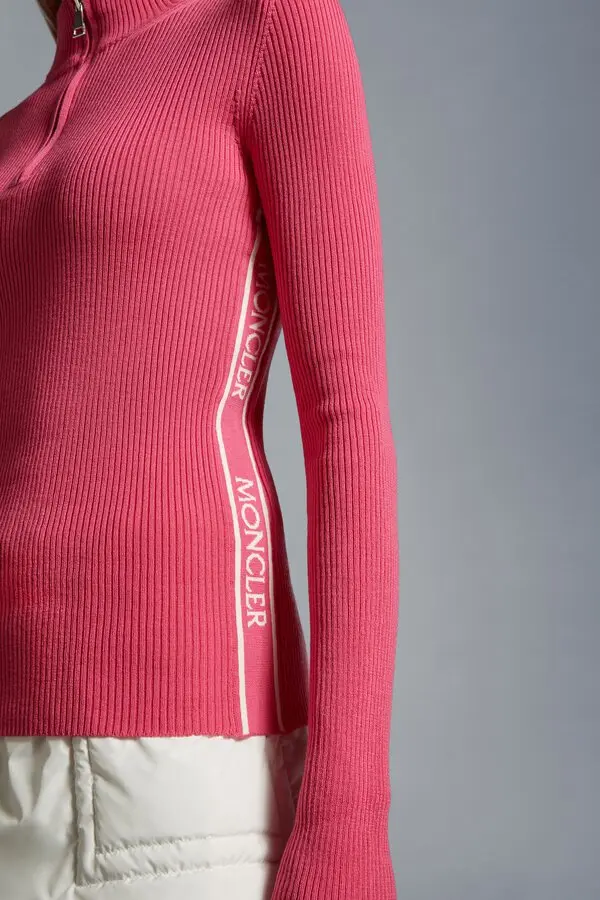 Moncler Half-zip Ribbed Logo Jumper