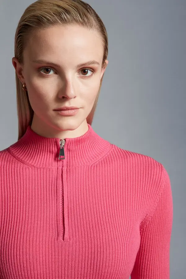 Moncler Half-zip Ribbed Logo Jumper