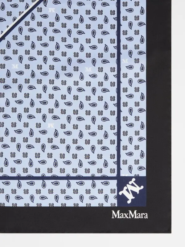 Max Mara Printed Silk Oversized Scarf - Blue