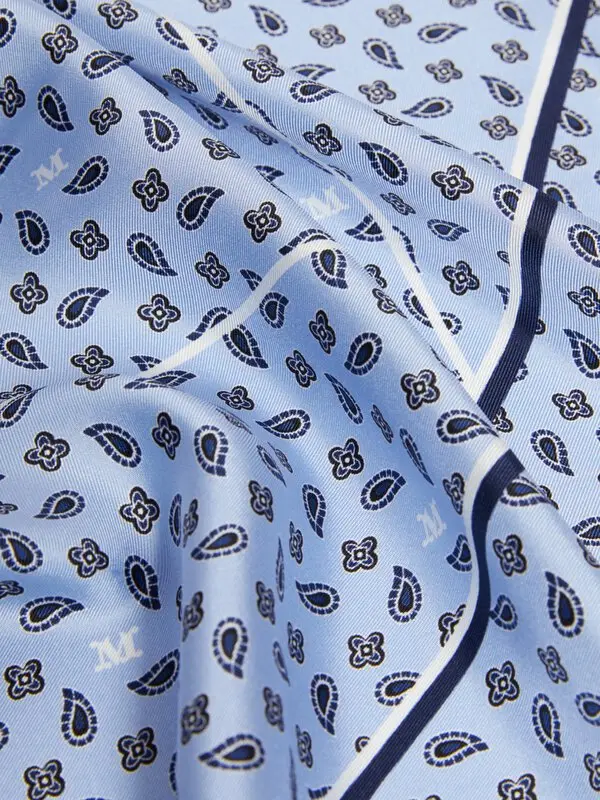 Max Mara Printed Silk Oversized Scarf - Blue