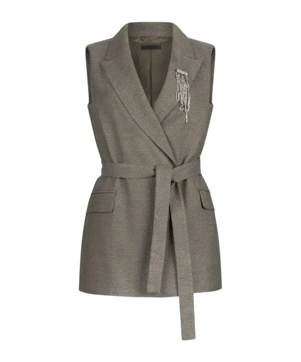 Liu Jo Sleeveless Waistcoat With Chevron Pattern And Metal Embellishment