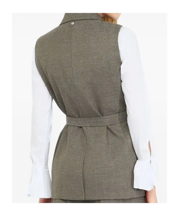 Liu Jo Sleeveless Waistcoat With Chevron Pattern And Metal Embellishment