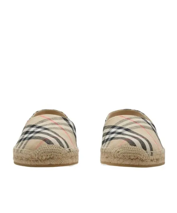 Burberry Checked Linen Slip-on Espadrilles - Sand