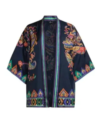 Etro Pattern-printed Open-front Kimono Jacket - Black