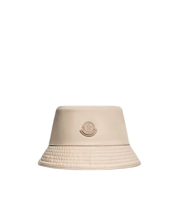 Moncler Logo Patch Bucket Hat - Light Beige