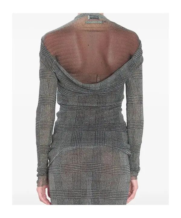 JEAN PAUL GAULTIER Long Sleeve Plaid Mesh T-shirt