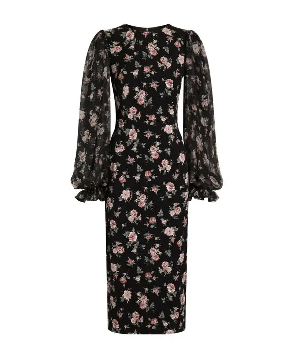 Dolce & Gabbana Roses-printed Charmeuse Dress