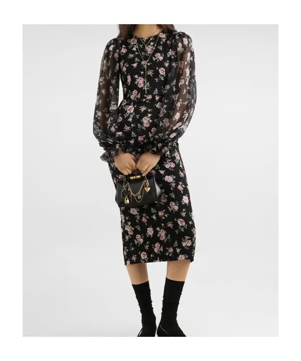 Dolce & Gabbana Roses-printed Charmeuse Dress