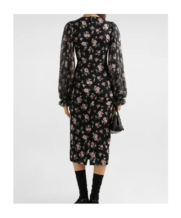 Dolce & Gabbana Roses-printed Charmeuse Dress