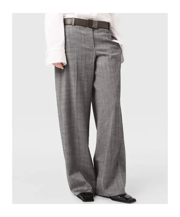 Stella McCartney Wide Leg Pinstripe Trousers - Grey