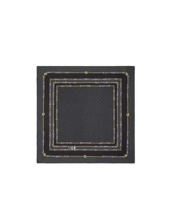 Gucci Printed Gg Silk Jacquard Carr - Black