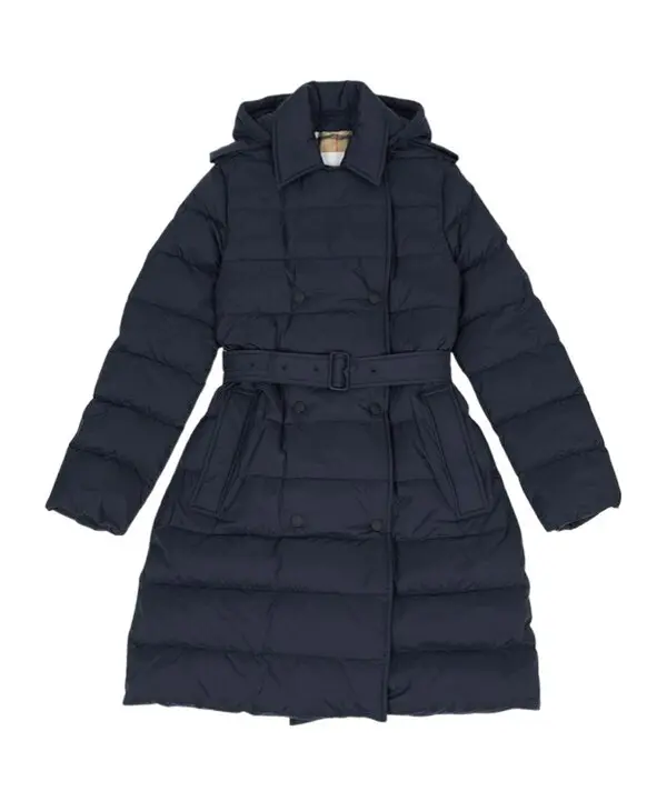Burberry Long-sleeved Down Jacket With Hood And Belt