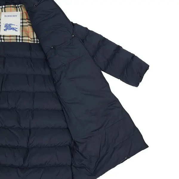 Burberry Long-sleeved Down Jacket With Hood And Belt