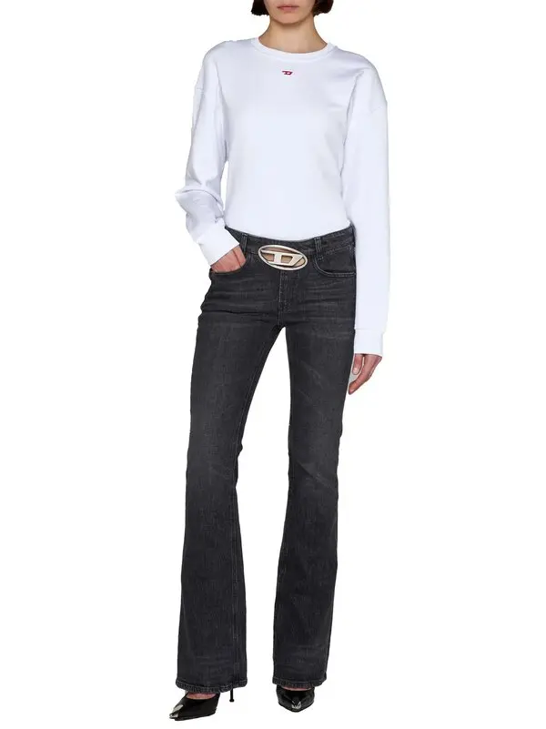 DIESEL® Logo Detailed Low-waisted Flared Jeans
